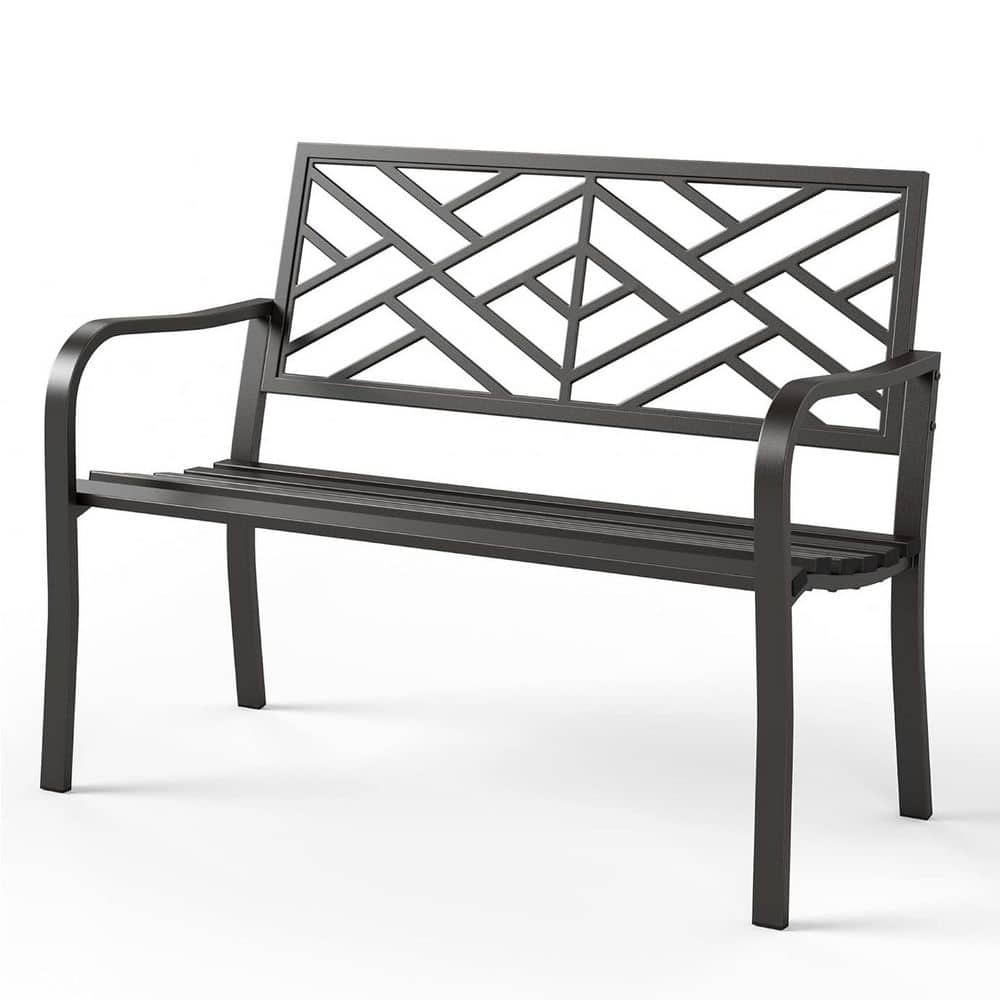 43.7 in. Black Metal Outdoor Bench L0F6C56VV1 - The Home Depot
