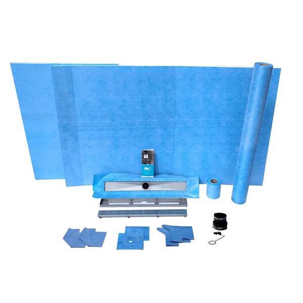 ALINO 36 in. x 87.5 in. Linear Off-Center Drain Shower Kit with 24 in ...