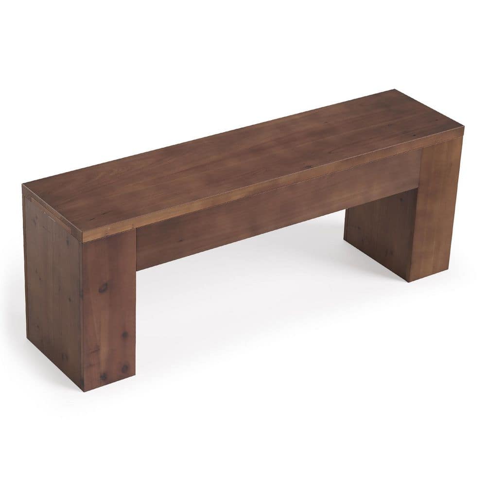 BYBLIGHT Brown Solid Wood 47.24 in. Dining Bench with Sturdy Legs ...