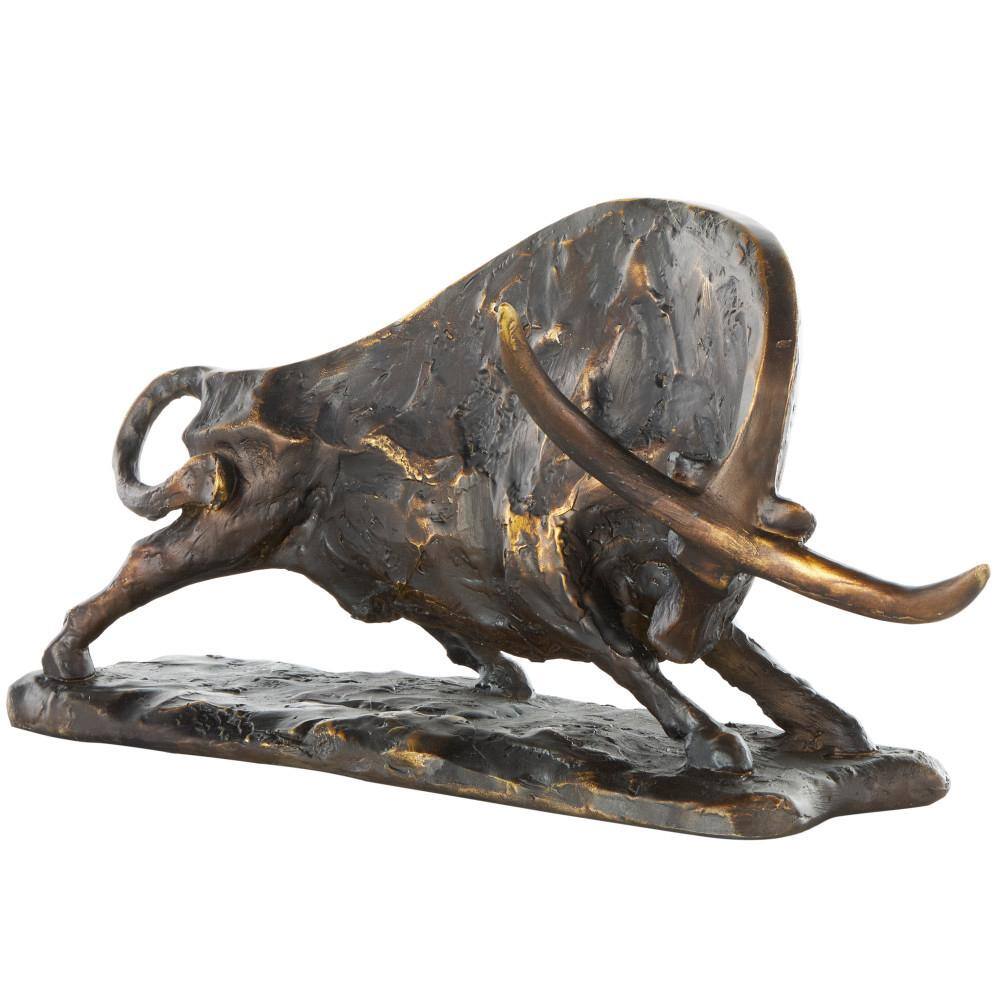 Litton Lane 7 in. Black Polystone Distressed Textured Bull Sculpture ...