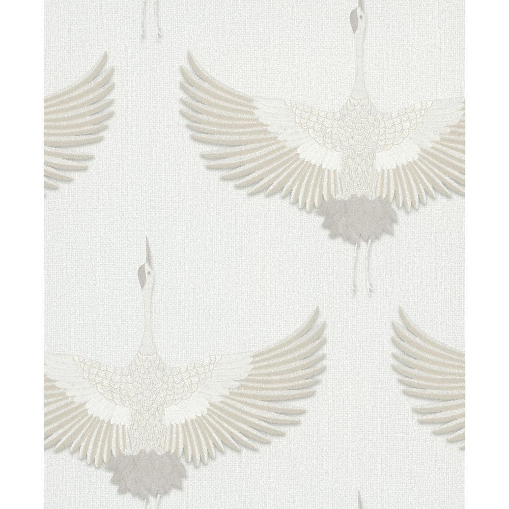 Kumano Collection Cream Textured Flying Storks Pearlescent Finish Non ...