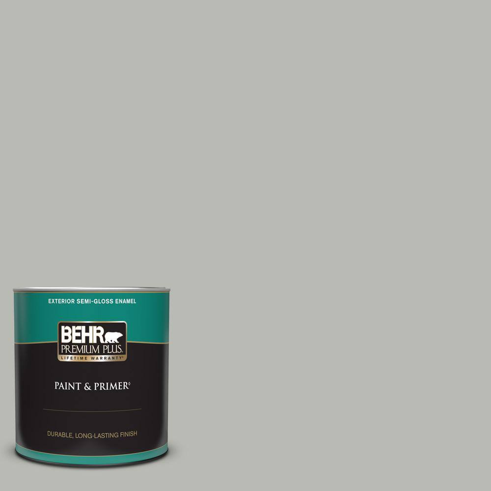 BEHR PREMIUM PLUS 1 qt. #PPU18-11 Classic Silver Semi-Gloss Enamel ...