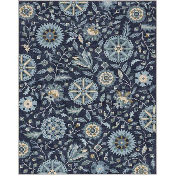 Well Woven Blue 5 ft. x 7 ft. Flat-Weave Kings Court Charlotte ...