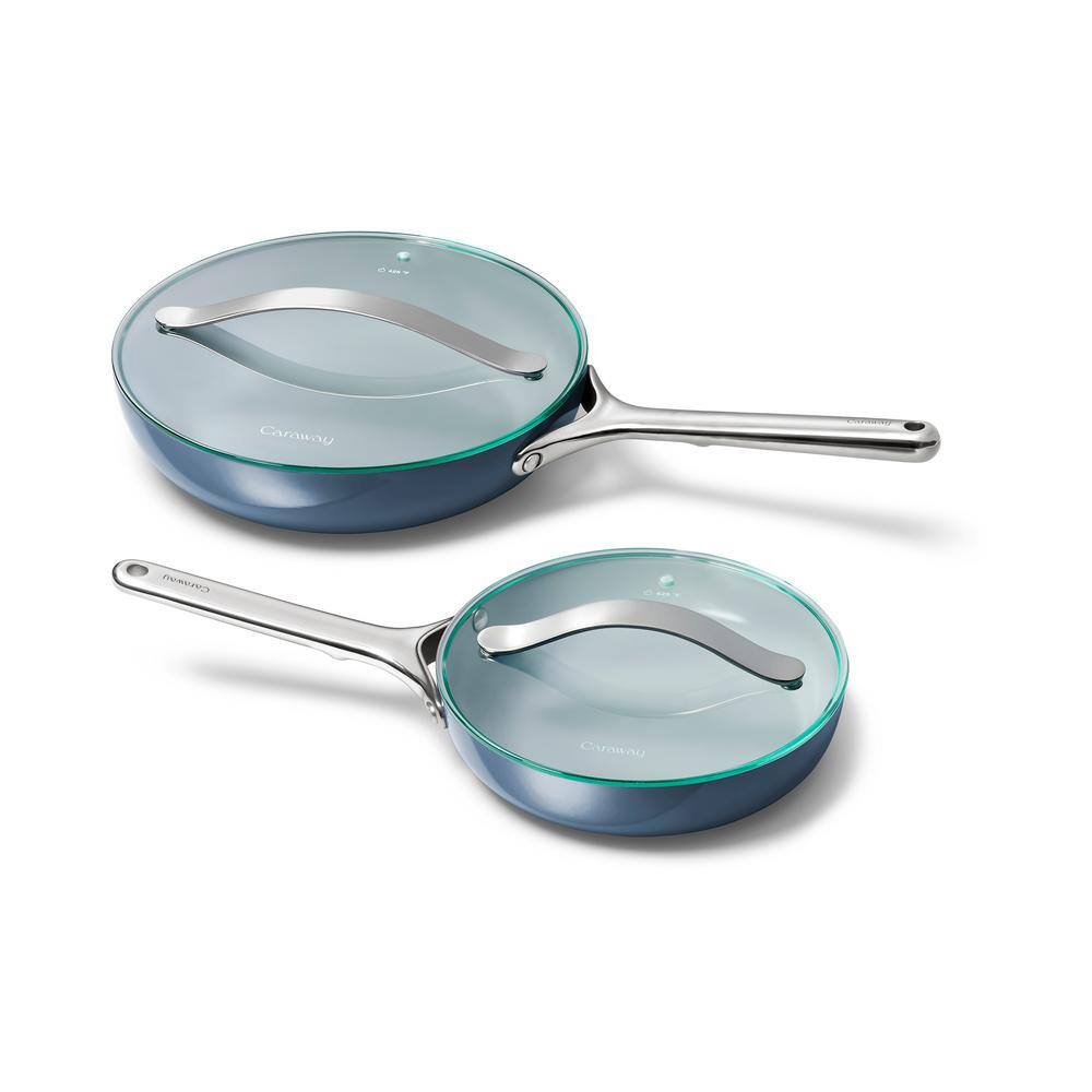 Caraway 2-Piece Ceramic Fry Pan Cookware Set with Glass Lids in Navy CW ...