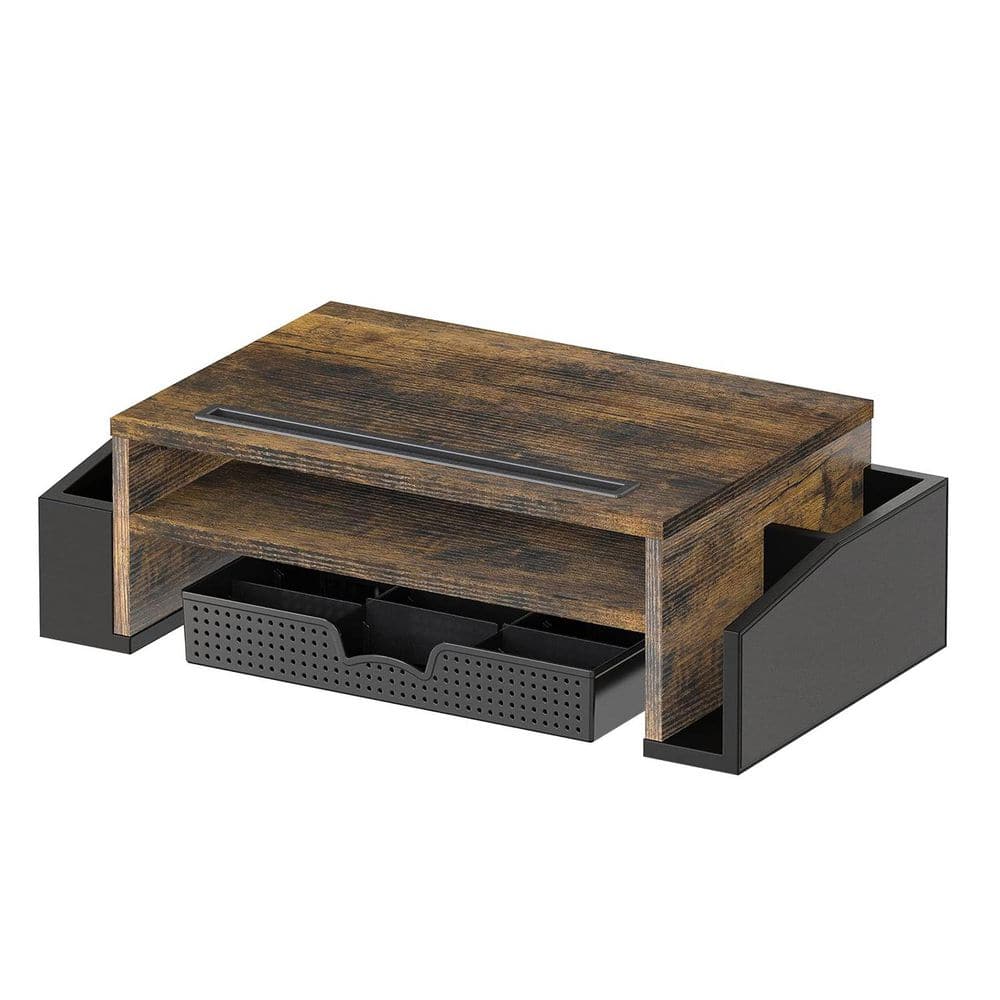 Rustic Brown 20.2 in. x 6 in. Wood Modern Desk Organizers with ...