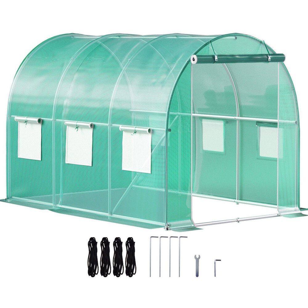 9 ft. 9 in. W x 6 ft. 6 in. D x 6 ft. 6 in. H PVC Green Greenhouse GRHS ...