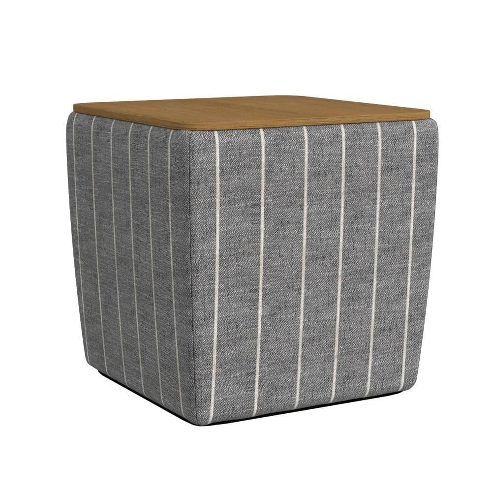 Benjara Mody Dark Gray and Brown Fabric Square Storage Ottoman BM334036 ...