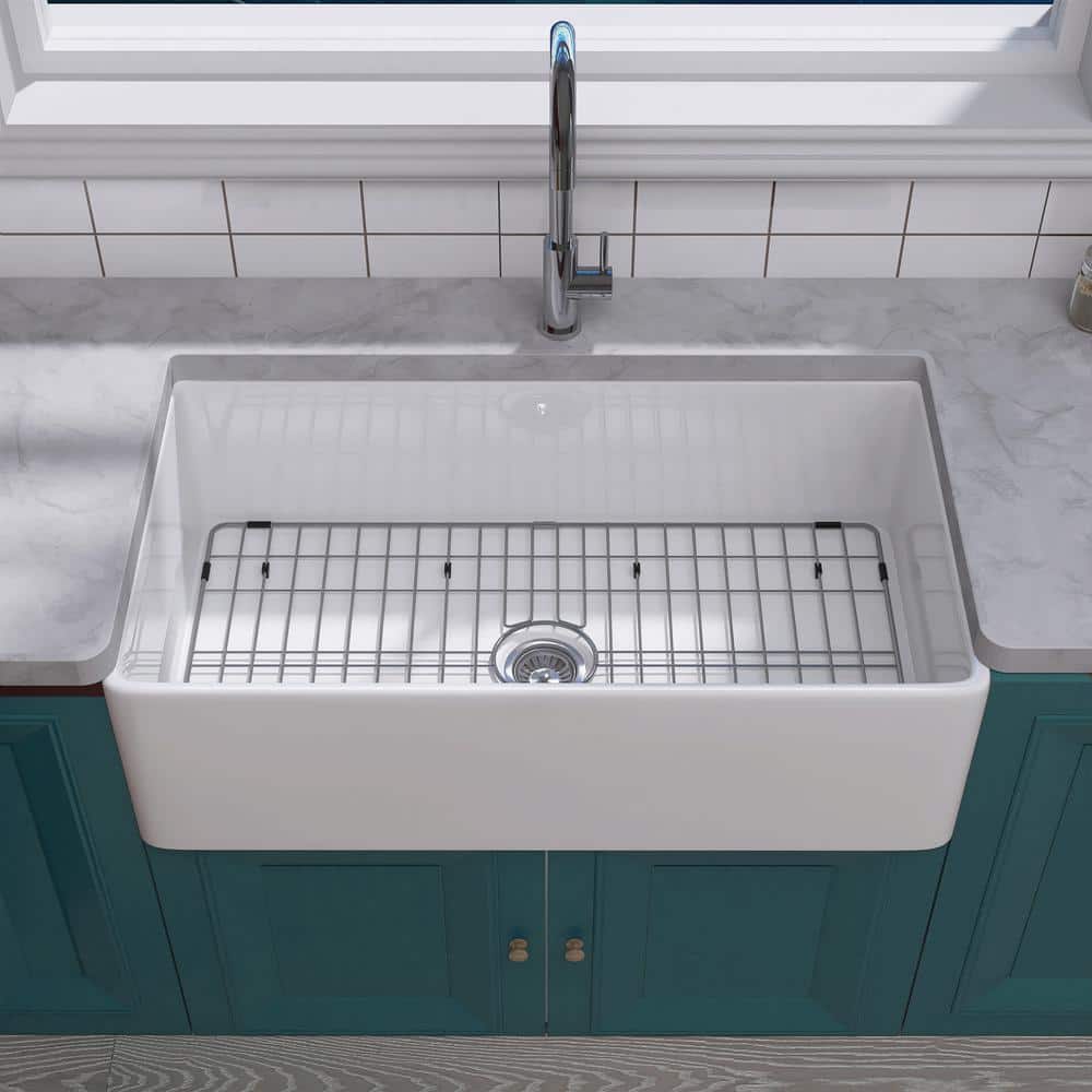 Getpro White Fireclay 36 " Single Bowl Farmhouse Apron Kitchen Sink ...