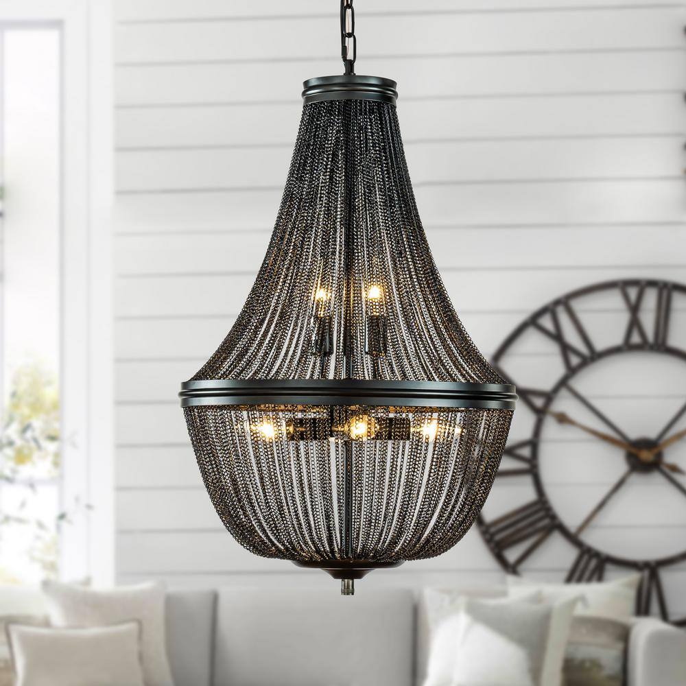 ALOA DECOR 17 in. Modern And Contemporary 6-Light Matte Black French ...