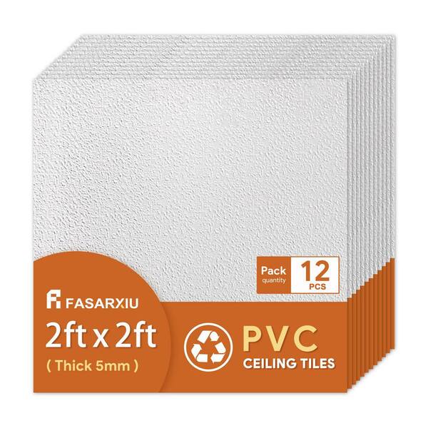 SKYSHALO Drop Ceiling Tiles, White 2 ft. x 2 ft. Standard Ceiling Tile ...