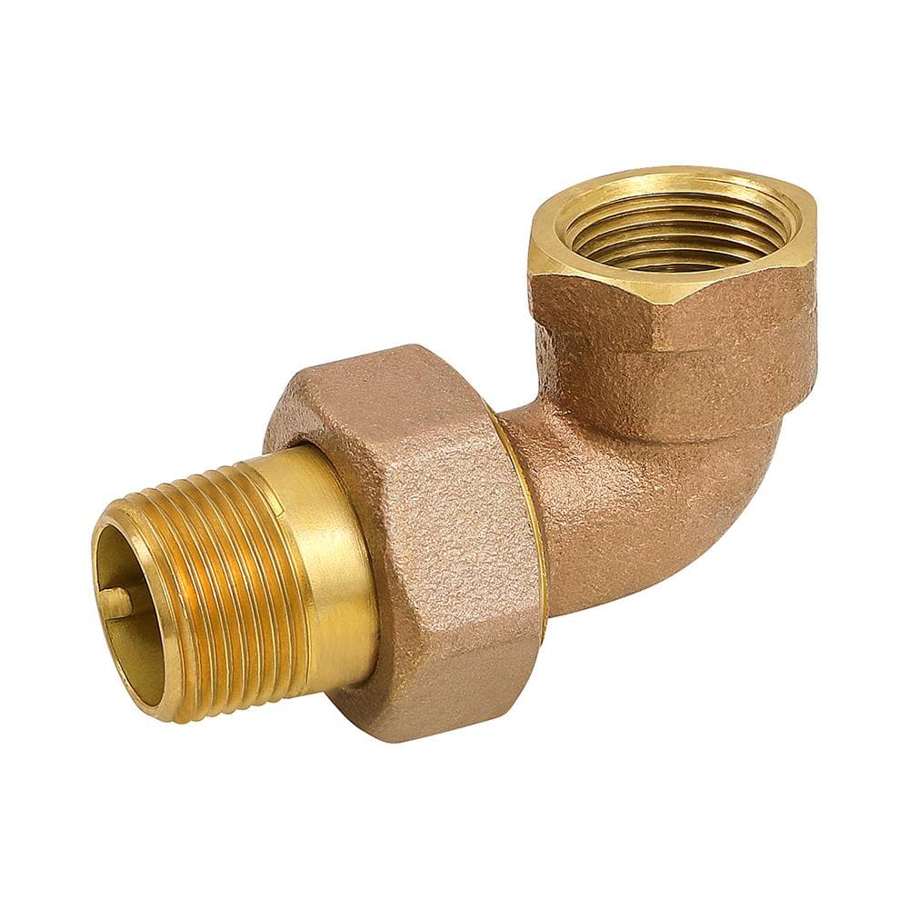 PLUMBFLEX 1/2 in. Brass IPS Threaded Union Elbow, Includes Nut and ...