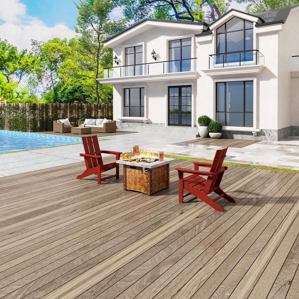 Boyel Living 3-Piece Plastic HDPE Adirondack Chair Patio Conversation ...