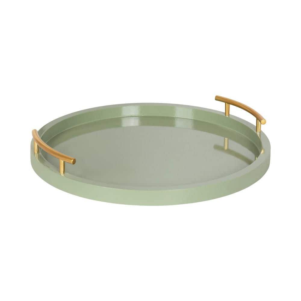 Kate and Laurel Halsey Green Round MDF 16 in. Single Tray 230431 - The ...