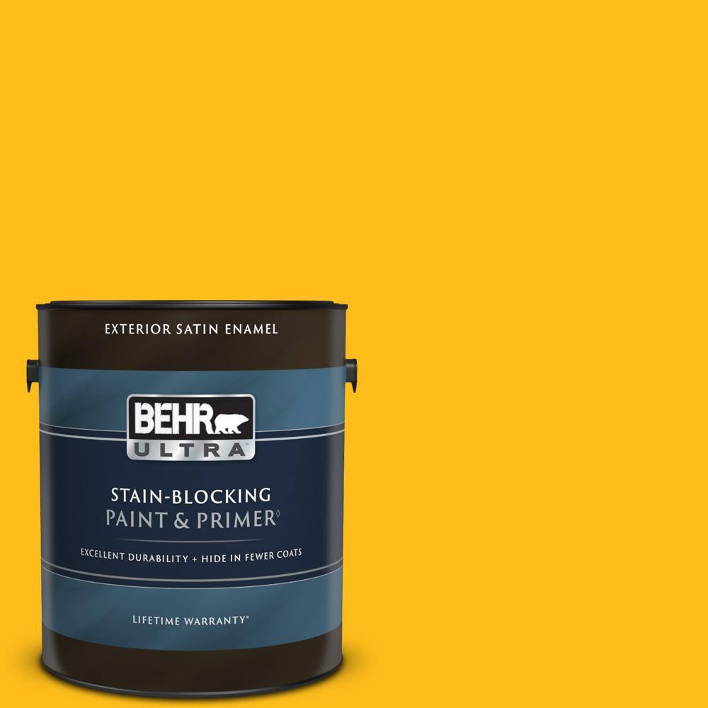 BEHR ULTRA 1 gal. #P290-7 Laser Lemon Satin Enamel Exterior Paint ...