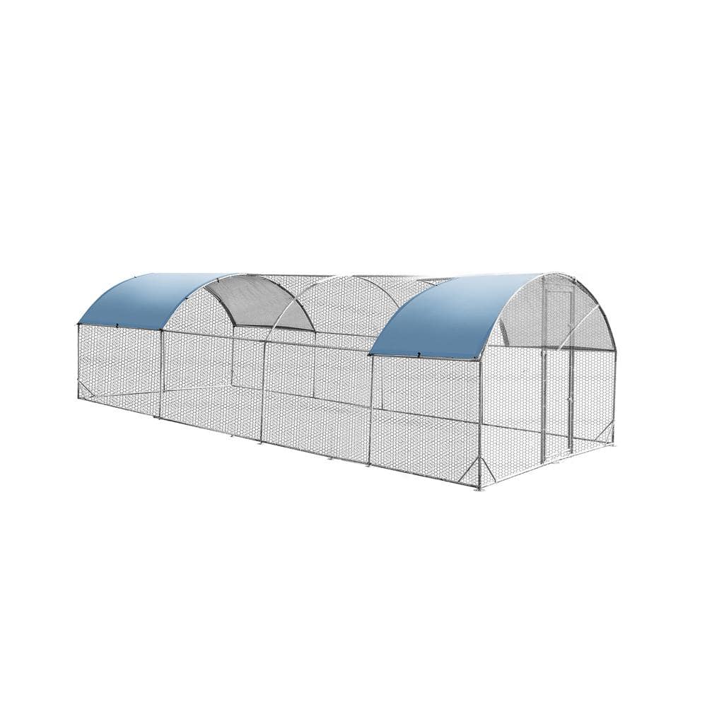 Tunearary 9.2'W x 24.9'L x 6.5'H Outdoor Farm Large Metal Chicken Coop ...