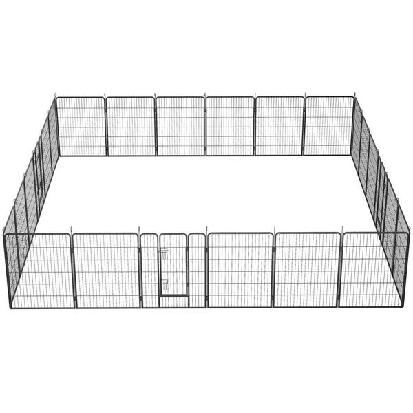32 in. W x 40 in. H 24-Panels Metal Garden Fence Heavy Duty Foldable ...