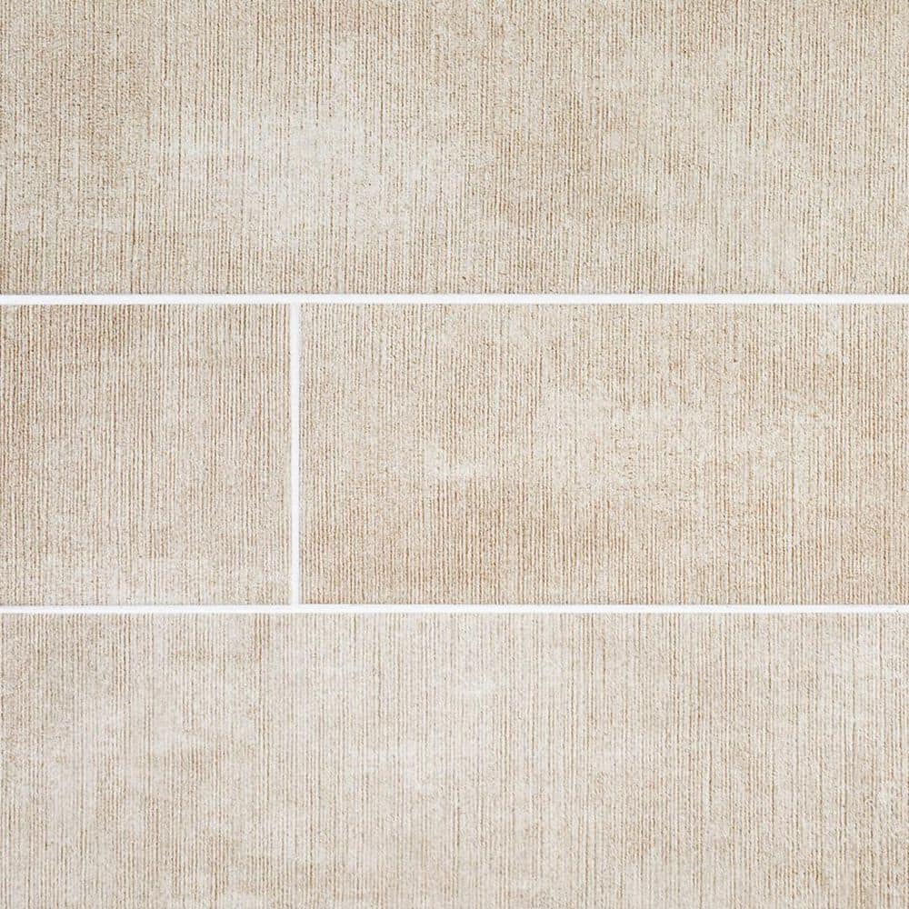 Jeffrey Court Cambric Beige 4 in. x 16 in. Textured Subway Ceramic Wall ...