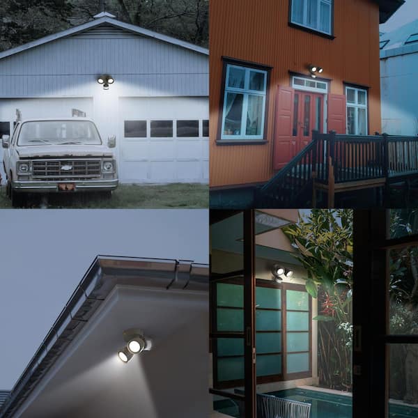 Commercial Electric 240-Degree Bronze Motion Activated Integrated LED Outdoor Twin Head Security ...