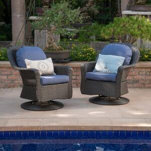 Poteban 3-Piece Wicker Outdoor Rocking Chair Set, Patio Swivel Chairs ...