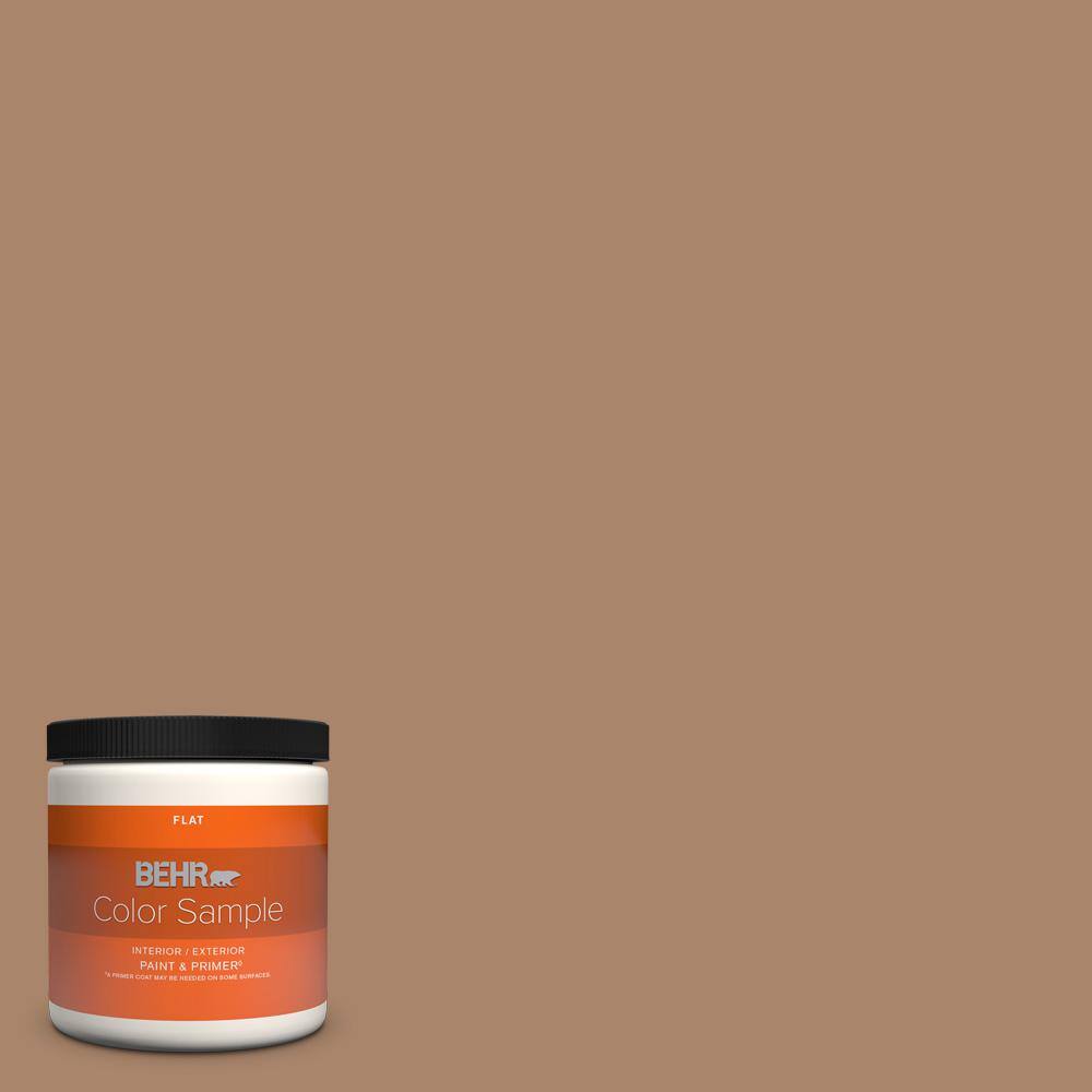 BEHR PREMIUM PLUS 8 oz. #S220-5 Nutshell Flat Interior/Exterior Paint ...