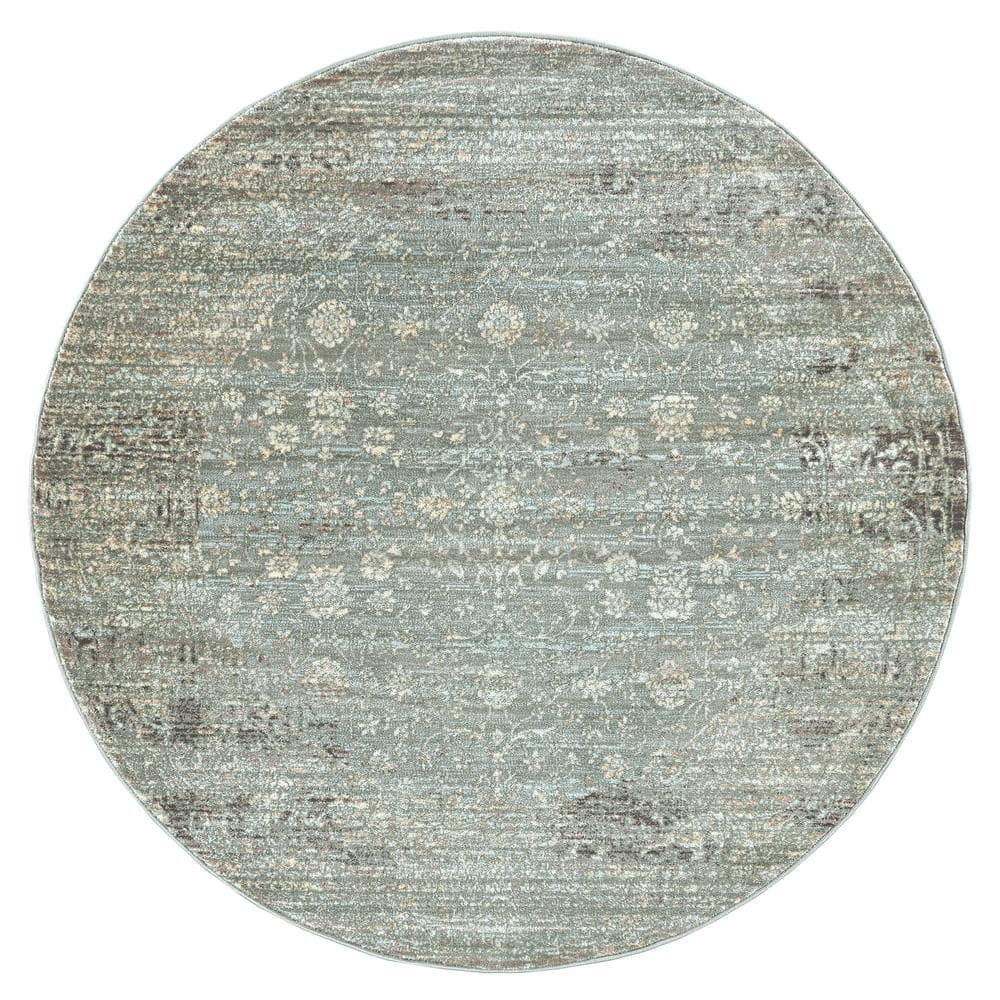 RADICI USA Seriate Light Green 5 ft. Round Traditional Vintage Area Rug ...