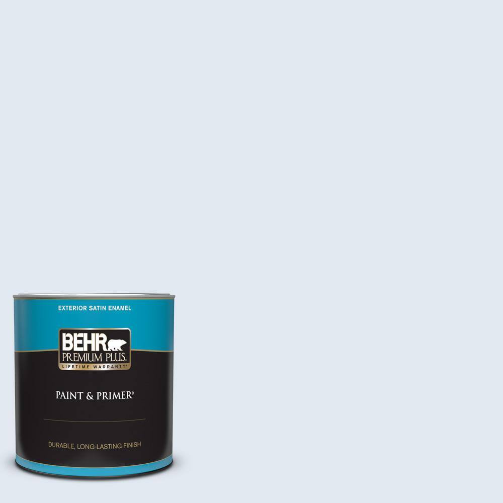 BEHR PREMIUM PLUS 1 qt. #M540-1 Bellflower Blue Satin Enamel Exterior ...