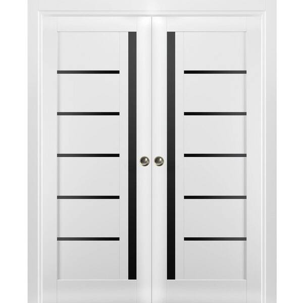 Sartodoors 42 in. x 80 in. 1 Panel White Finished MDF Sliding Door with ...
