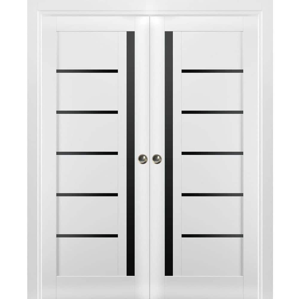 Sartodoors 60 in. x 84 in. 2 Panel White Finished Solid MDF Sliding ...