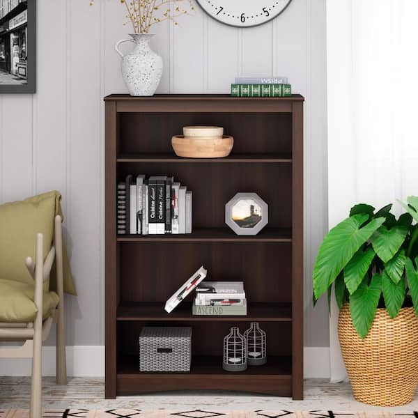 Prepac Sonoma 48 in. Tall Espresso Engineered Wood 4 Shelf Bookcase Transitional Book Shelf with 3 Adjustable Storage Shelves EDL 3248