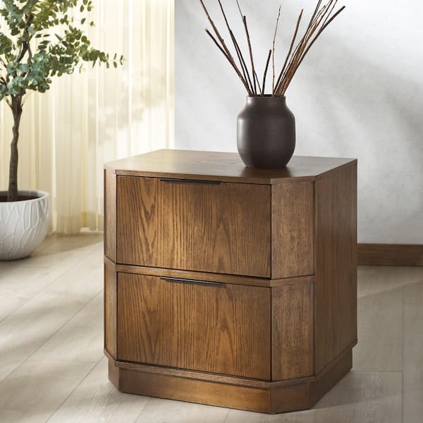 SAFAVIEH Aerilyn Medium Oak 2 Drawer Nightstand SFV2200B - The Home Depot