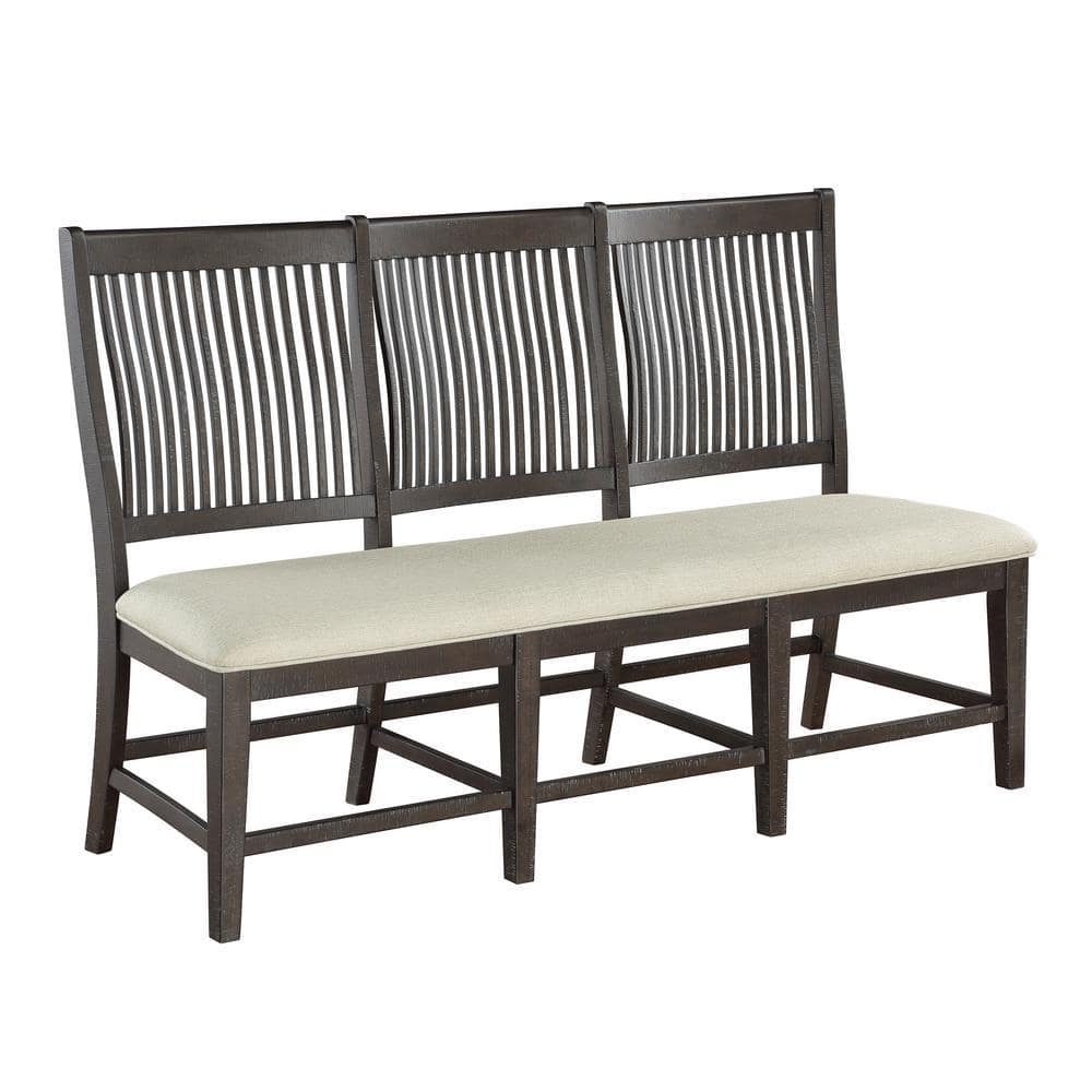 Best Quality Furniture Brenda Rustic Beige Linen Dining Bench with Back ...