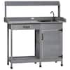 Outsunny Potting Bench Table with Faucet, Sink, Hooks and Storage ...