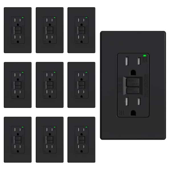 ELEGRP 15 AMP 125-V Duplex Tamper Resistant Self-Test GFCI Outlet, with ...