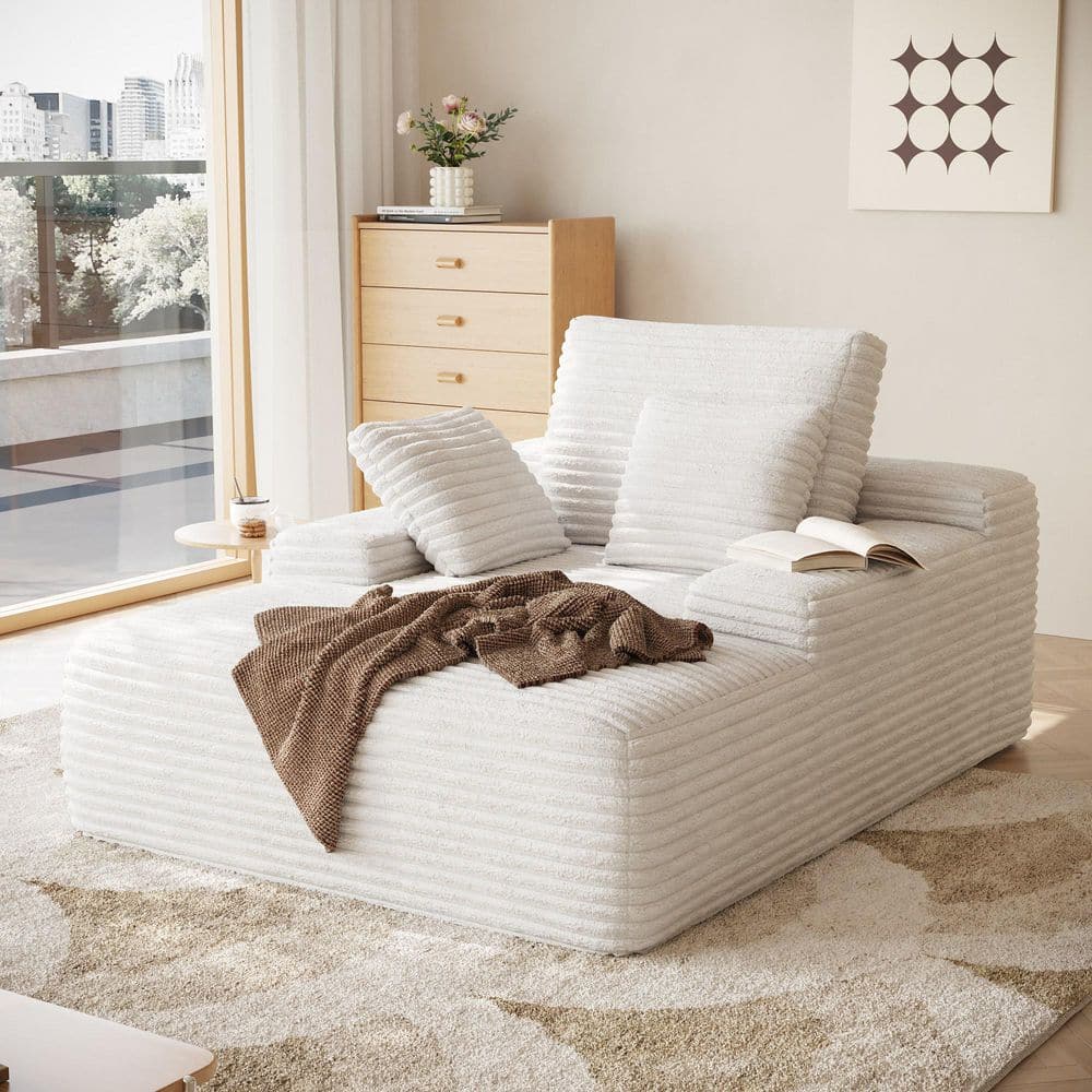 J&E Home 49.2 in. W x 67 in. D Square Arm Corduroy No Assembly Modular ...