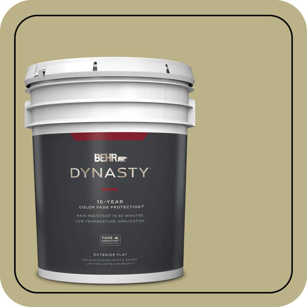 BEHR DYNASTY 5 gal. #390F-5 Ryegrass Flat Exterior Stain-Blocking Paint ...