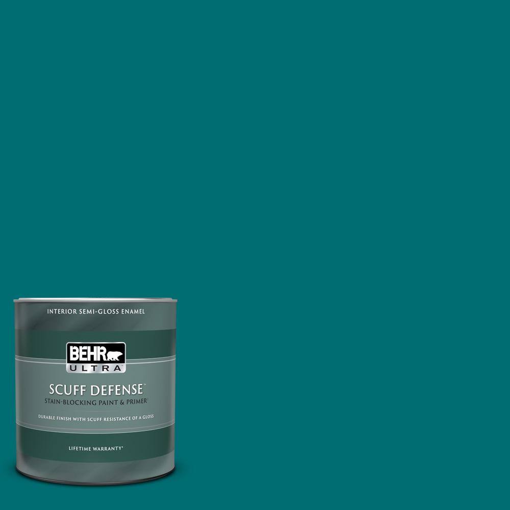 BEHR ULTRA 1 qt. #MQ6-35 Teal Motif Extra Durable Semi-Gloss Enamel ...