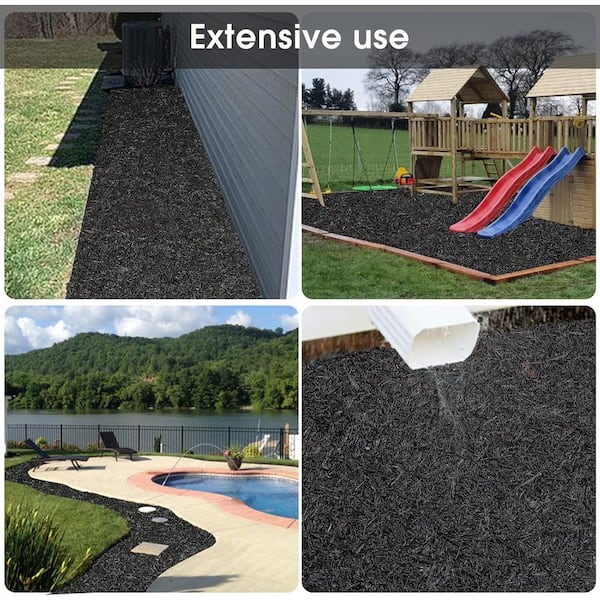 Oyezvary 8 ft. x 2 ft. Recycled Rubber Mulch Mat Roll Permanent ...