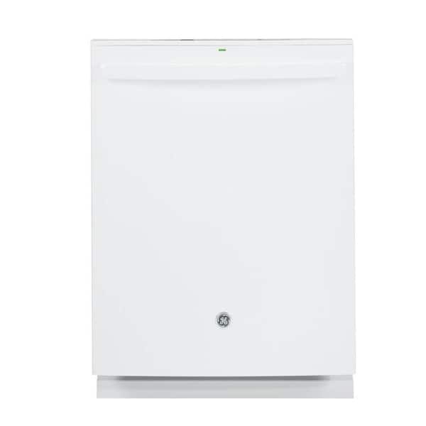 GE 24 in. White Top Control Dishwasher 120-Volt Stainless Steel Tub ...