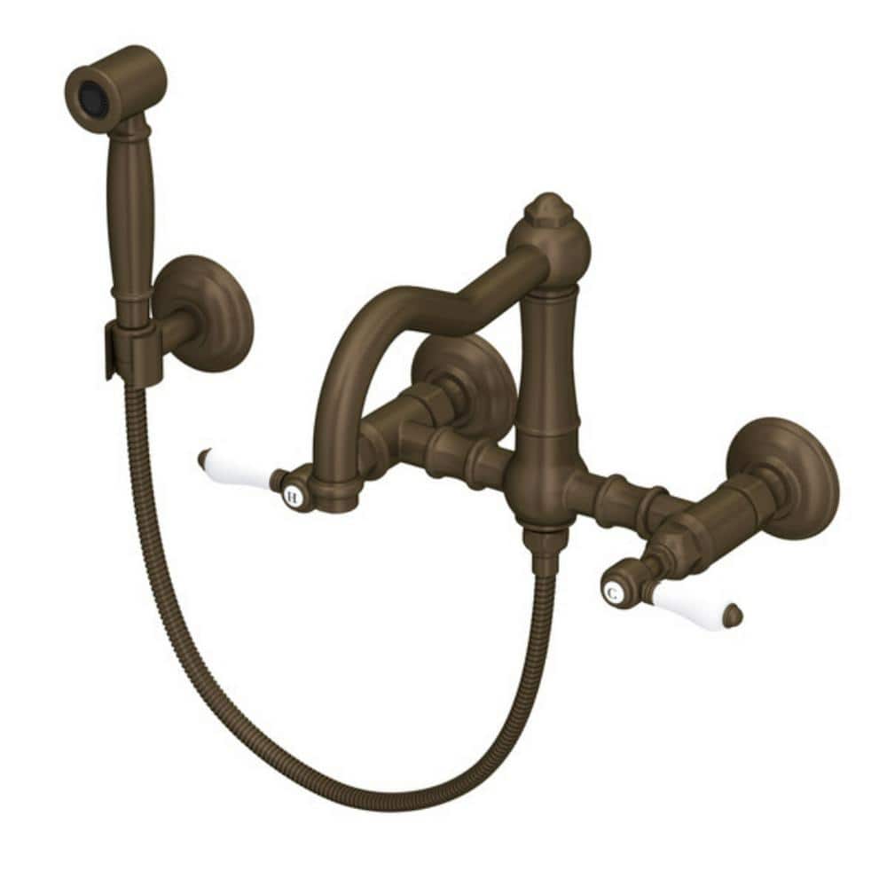 ROHL Acqui Double Handle Bridge Kitchen Faucet in Tuscan Brass ...