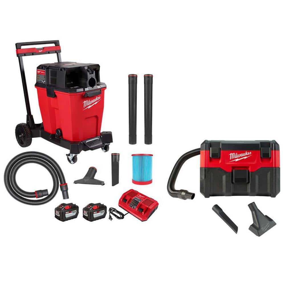 Milwaukee M18 FUEL 12 Gal. Cordless Dual-Battery Wet/Dry Shop Vac Kit ...
