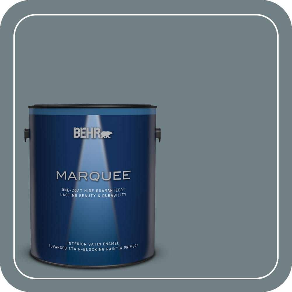 BEHR MARQUEE 1 gal. #BXC-48 Courtyard Blue Satin Enamel Interior Paint ...