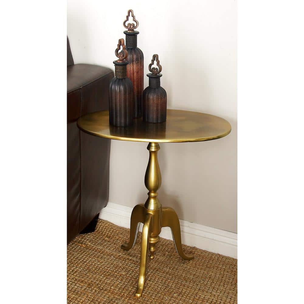 Litton Lane 12 in. Gold Small Large Round Aluminum End Accent Table ...