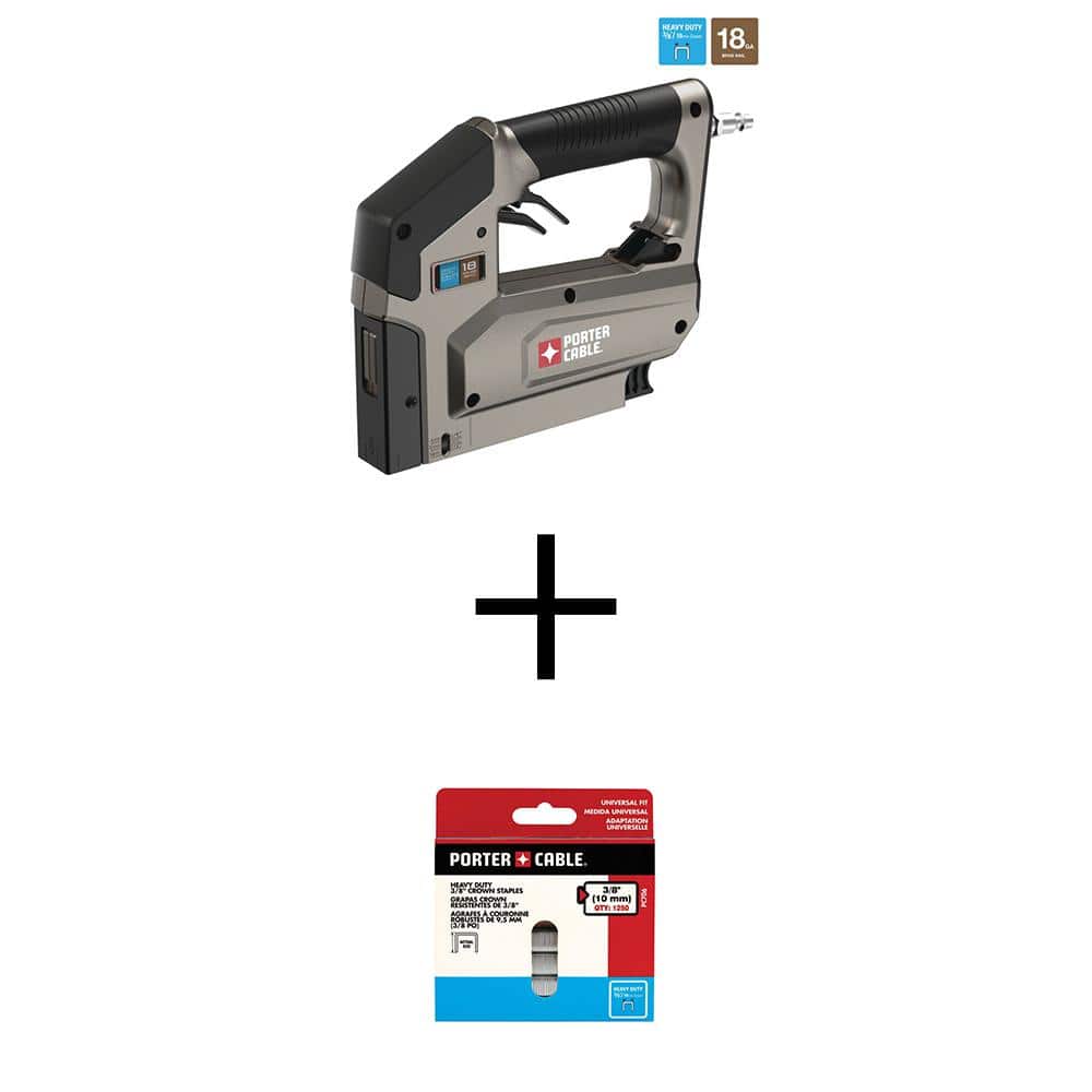 Porter-Cable Pneumatic 18-Gauge 3/8 in. Crown Stapler with 3/8 in. x 3/ ...