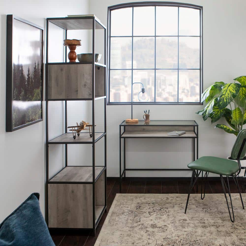 Walker Edison Furniture Company 35 in. Rectangular Grey Wash Writing ...