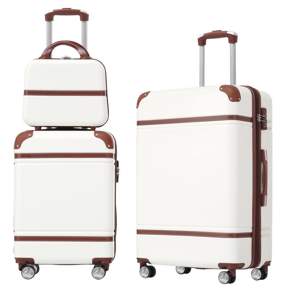 Merax White Lightweight 3-Piece Expandable ABS Hardshell Spinner 20 ...