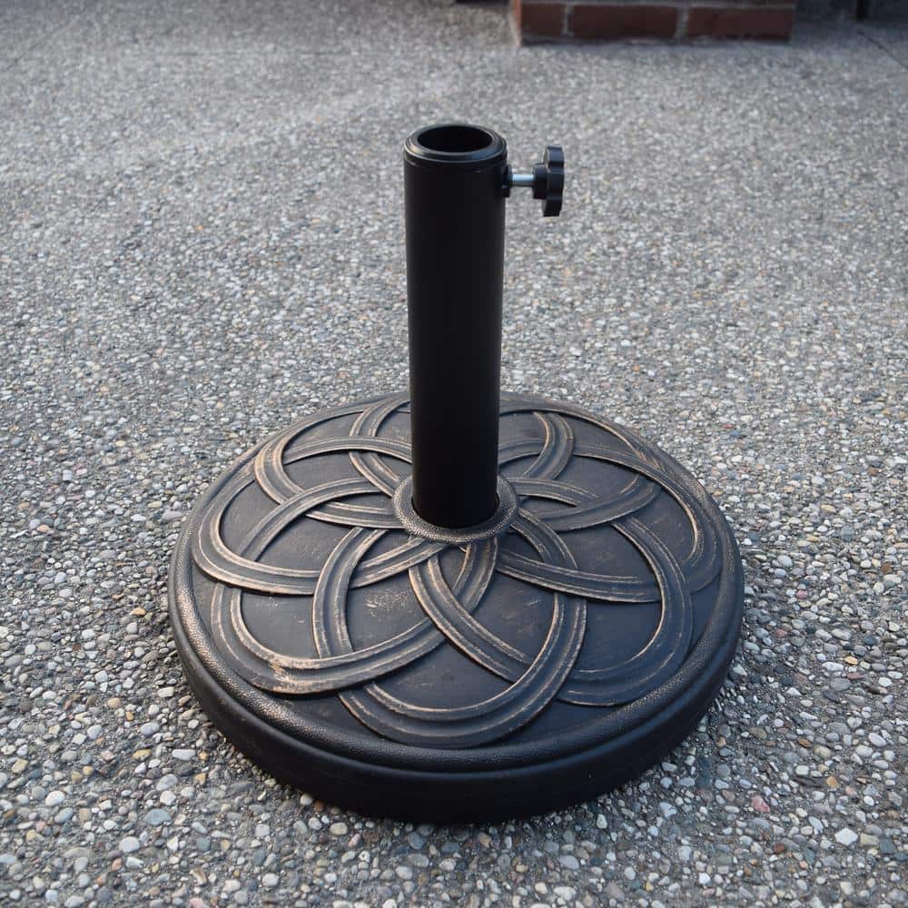 Cast Concrete Patio Umbrella Base in Black HD4235-US33-AB - The Home Depot