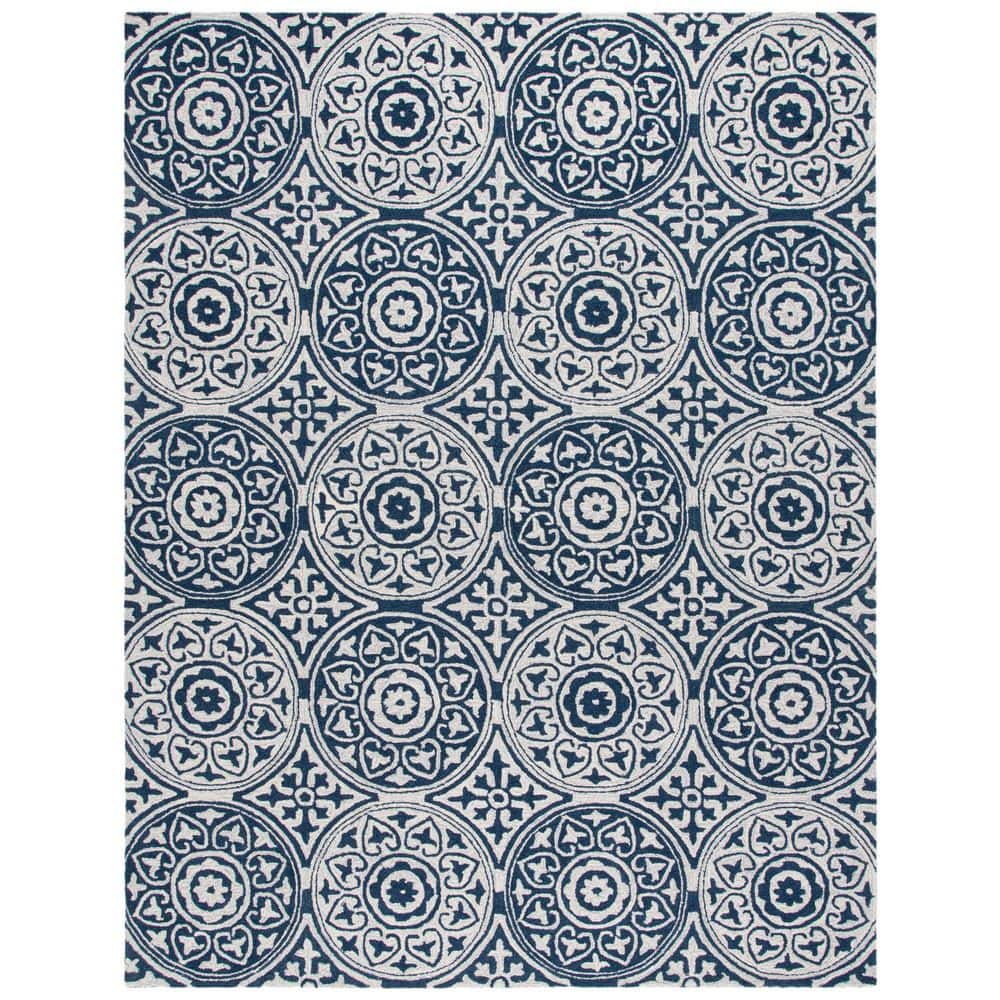 SAFAVIEH Metro Blue/Ivory 8 ft. x 10 ft. Geometric Circles Area Rug ...