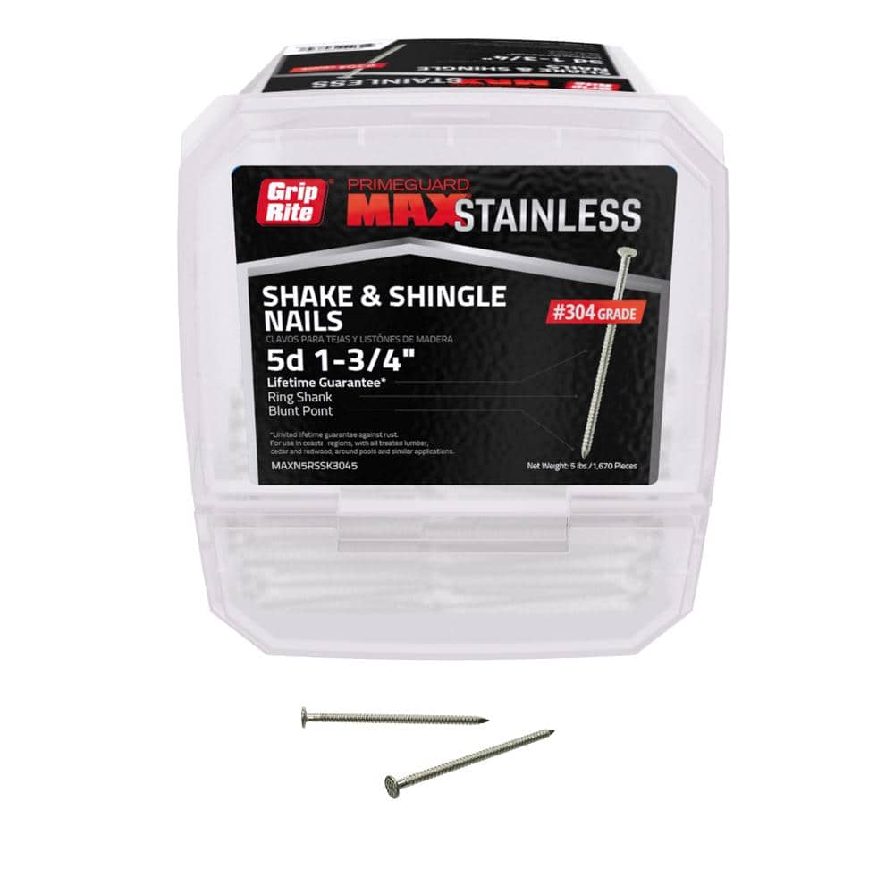 Grip-Rite 1-3/4 in. x 14-Gauge 4-penny 304 Stainless Steel Ring Shank ...