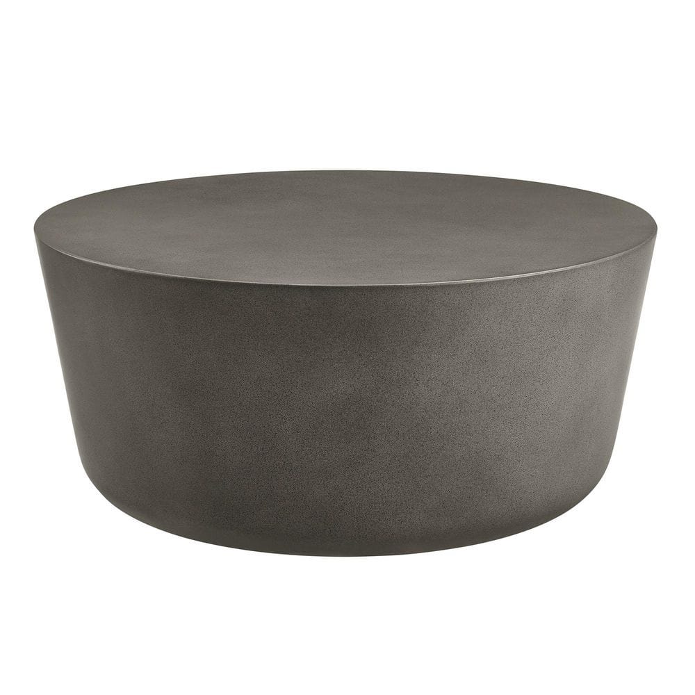 MODWAY Brion 34 in. Round Concrete Coffee Table Indoor Outdoor Tapered ...