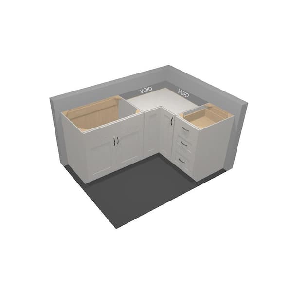 Hampton Bay Shaker 28.5 in. W x 16.5 in. D x 34.5 in. H Assembled Lazy Susan Corner Base Kitchen Cabinet in Satin White KBLS36 SSW